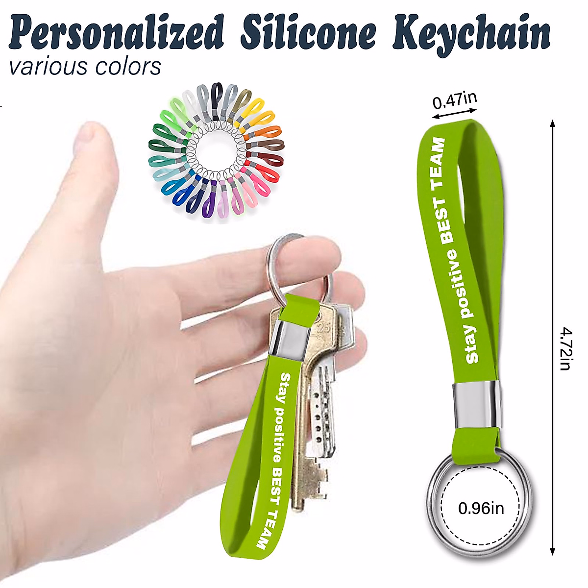 BEXOA EDC 5/10/50/100 Bulk Custom Keychains Silicone Personalized Keychains Customized Text/Logo Keyrings for Events, Awareness, Motivation Customizable