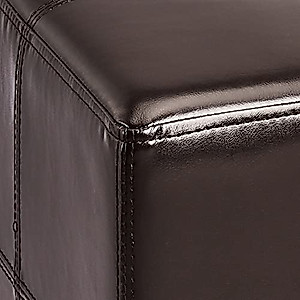 FIRST HILL FHW Best Faux Leather Small Ottoman Espresso Dark Brown