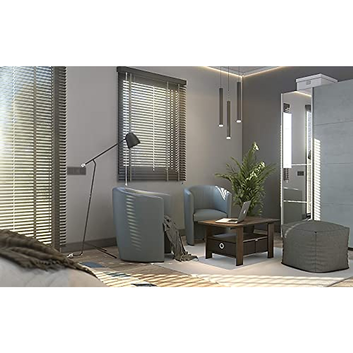 Furinno Andrey Coffee Table with Bin Drawer, Columbia Walnut/Dark Brown