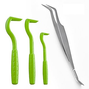ILamourCar 4Pcs Tick Remover Tool Set, Professional Tick Tweezers Tick Hooks Tick Remover Painlessly Tick for Dogs Cats and Other Pets