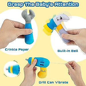 teytoy My 1st Toolbox Playset, Baby Tool Set for 1 Year Old, Pretend Play Construction Toy with Zippered Tool Box, Montessori Stem Plush Tool Kit Toys Birthday Gift for Toddlers Girls Boys