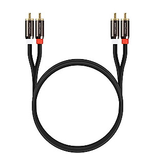 FosPower (3 Feet 2 RCA M/M Stereo Audio Cable [24K Gold Plated | Copper Core] 2RCA Male to 2RCA Male [Left/Right] Premium Sound Quality Plug
