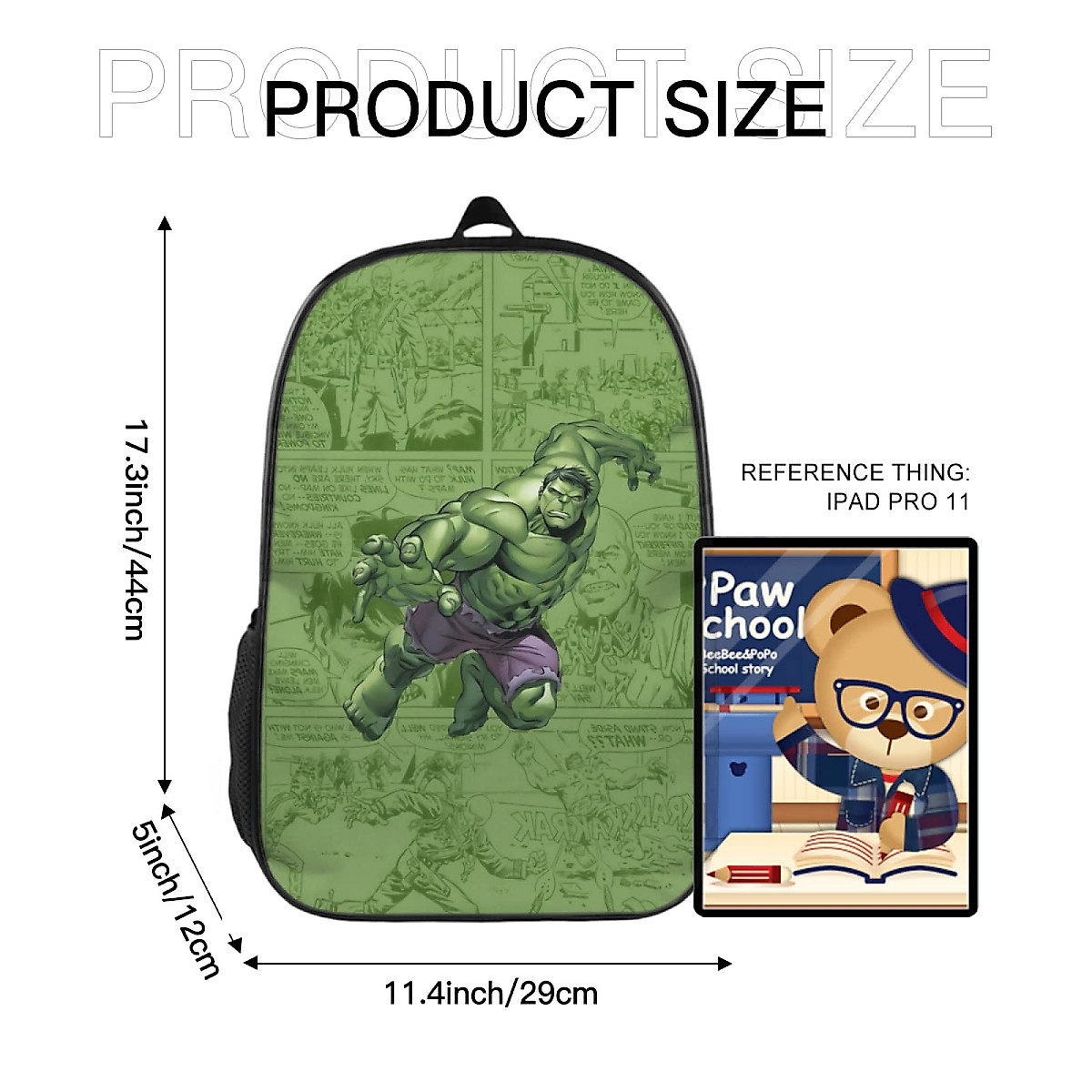 OKJLDH 17 Inch Laptop Backpack Cute Casual Bookbag Movie Theme Schoolbag for Men Travel Outdoor Activities, Green, 11*6*17 IN