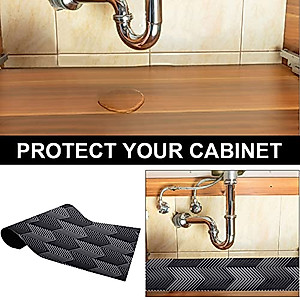 AiBOB Under The Sink Mat, 24 X 68 in, Durable Premium Mats Protect Kitchen and Bathroom Cabinets, Waterproof Absorbent Shelf Liner, Black