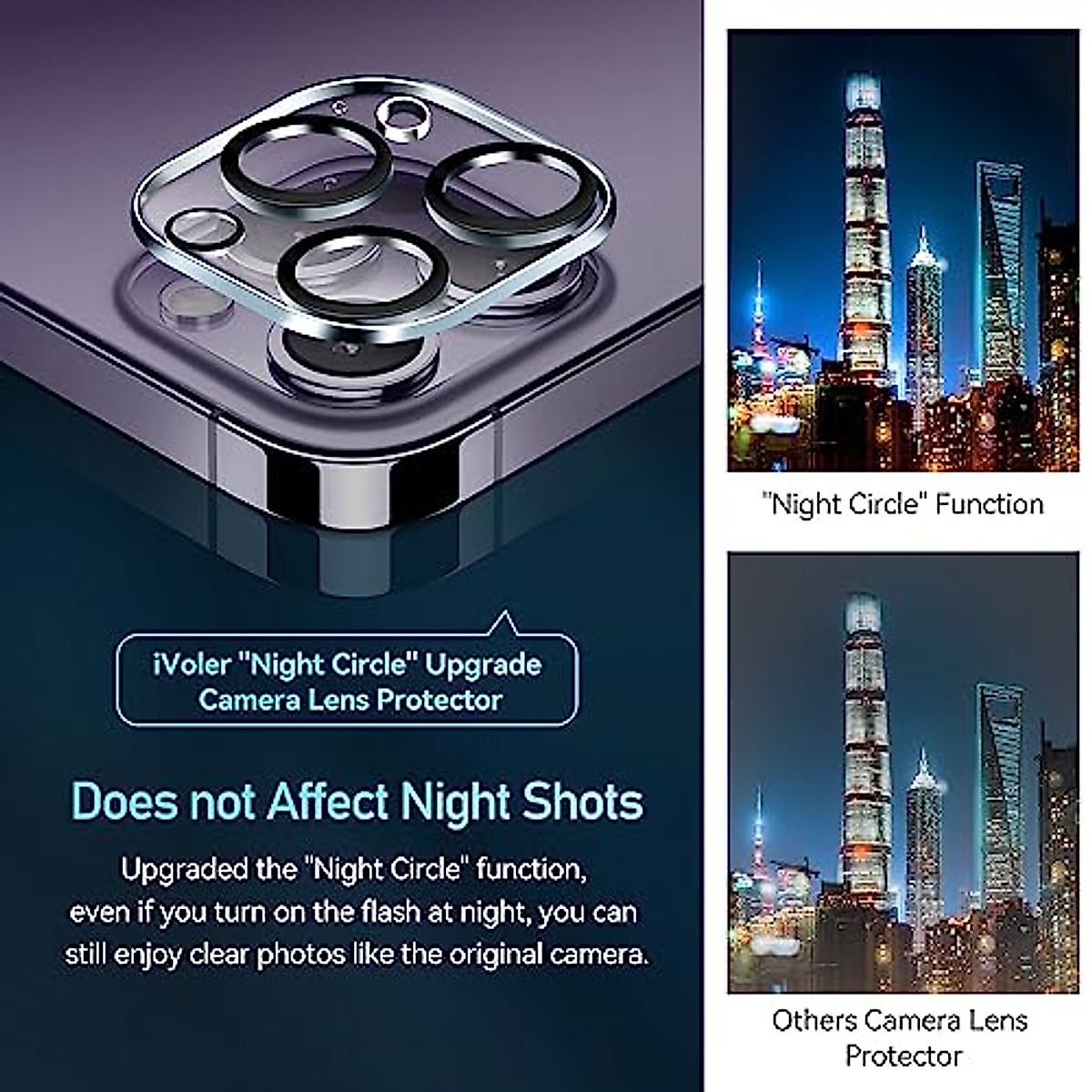 ivoler [4 Pack] Camera Lens Protector for iPhone 14 Pro Max /14 Pro Camera Screen Protector Tempered Glass[Case Friendly][New Version],Scratch-Resistant,Easy Installation,Clear+Black Circle