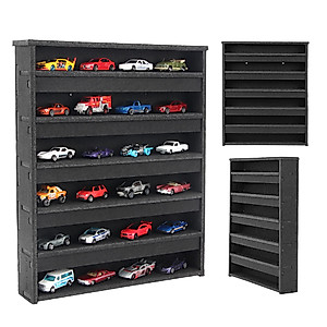 KISLANE Assemblable Kids Display Case Compatible with Toy Cars, Display Case Fit for Toy Cars Case & Matchbox Cars, Wall-Mounted Storage Organizer Case (Black)