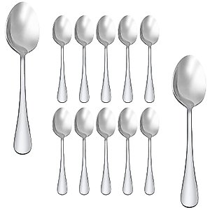 Dinner Spoon Set - Stainless Steel Spoons Set Of 12 | Food Grade Spoons - Tea Spoon | Durable Metal Dessert Silverware Spoon For Home, Kitchen Or Restaurant - 6.2 Inches