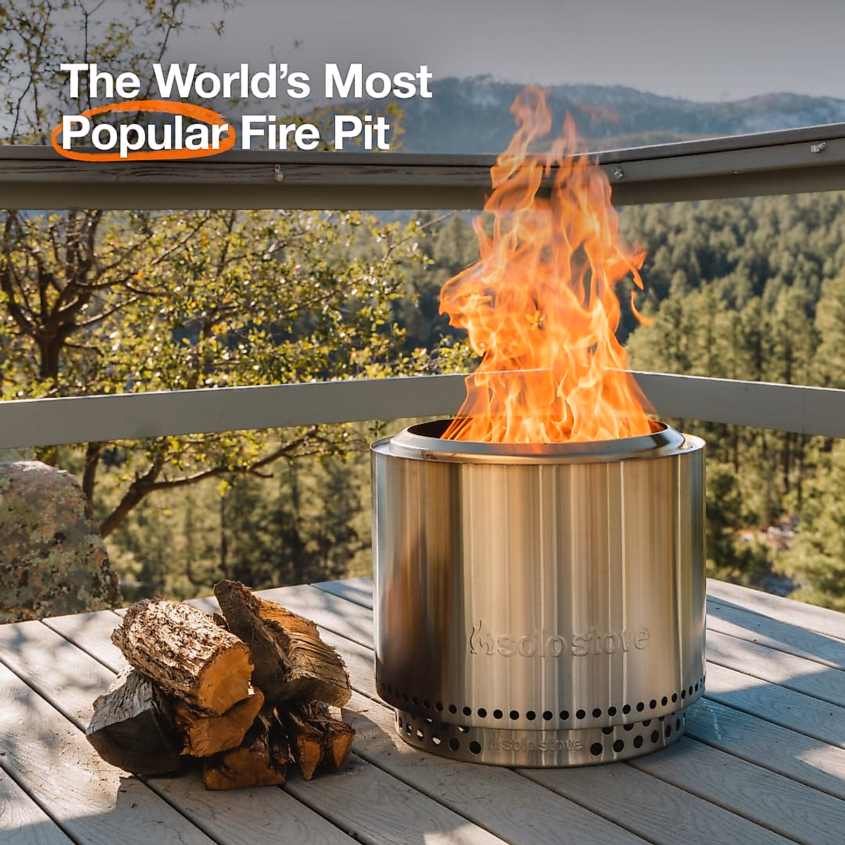 Solo Stove Bonfire Essential Bundle 2.0 | Incl. Smokeless Fire Pit, Stand, Lid, Camping Accessories, Portable for Wood Burning, Removable Ash Pan, Stainless Steel, H: 16.75in x Dia: 19.5in, 21.75lbs