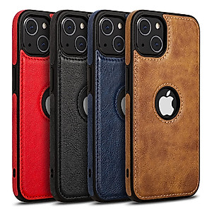 Razstorm Unique Design Luxury Leather Business Phone Case for iPhone 13 Anti-Slip Scratch Resistant Ultra Slim Protective Case (2021,6.1”) (Brown)
