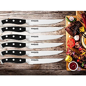 Svensbjerg Steak Knife Set, Serrated Steak Knives, Dinner Knives, Knife Set with Covers, Stainless Steel | SB-SK201