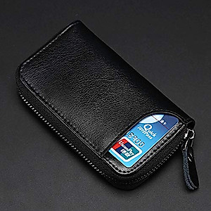 BAKUN Large Zipper Leather Car Key Case, Key Holder Key Organizer Wallet, With 16 Hooks (L, light brown)