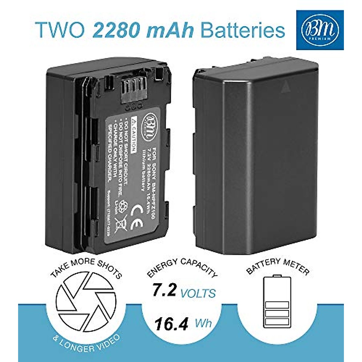 BM Premium 2 Pack of NP-FZ100 Batteries and Dual Bay Charger for Sony Alpha 1, FX3, a7C, a7S III, a6600, a7R IV, A7RIII, A7R3, a7 III, a7 IV, Sony Alpha A9, Alpha a9 II, Alpha 9R, A9R, Alpha 9S Camera