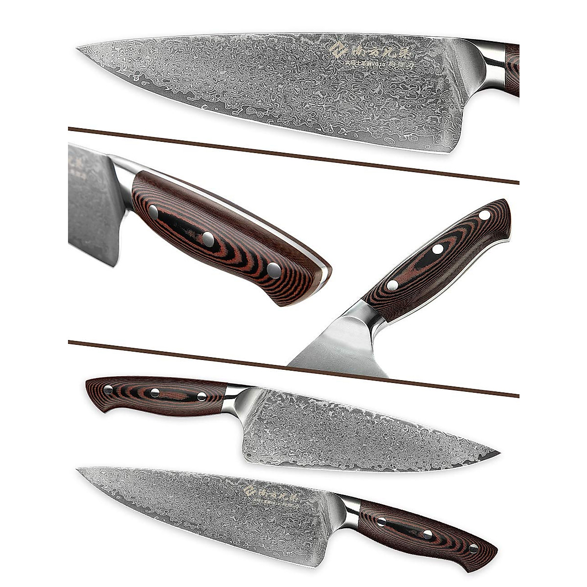 Damascus Chef Knife 8 Inch Kitchen Knives Professional Super Steel VG10 High Carbon Stainless Very Sharp Damascus Steel Knife Comfortable Ergonomic Micarta Handle Luxury Gift Box