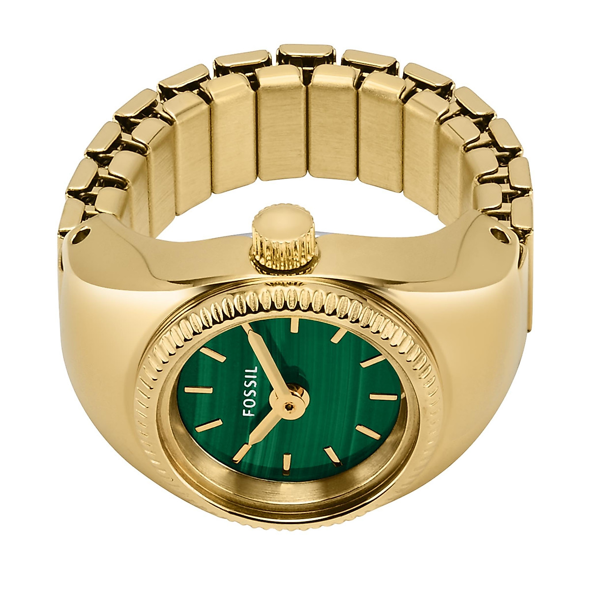 Fossil Women's Quartz Stainless Steel Two-Hand Watch Ring, Color: Gold/Green (Model: ES5308)