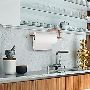 Paper Towel Holder-Paper Towel Holder Under Cabinet Wall Mounted Magnetic Paper Kitchen Towel Holder SUS304 Stainless Steel 13inch Rose Gold Paper Towel Holder for Bathroom Vanity Storage Organzier