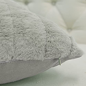 Home Soft Things 3 Piece Throw Pillow Set Rabbit Faux Fur Super Soft Comfy Fluffy Throw 2 Accent Square Pillowcases, Oatmeal, 50'' x 60''