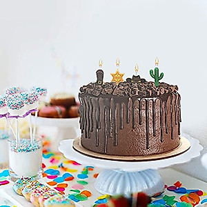 ArtCreativity Western Pick Candles, Set of 4, Cowboy Themed Birthday Cake Candles, Birthday Party Supplies and Decorations, Cake Topper, Cupcake Topper