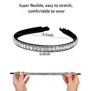 Wecoe Rhinestone Headband Silver Bling Sparkly Diamond Hair Band for Bridal, Birthday, Holiday, Homecoming Women's Gifts