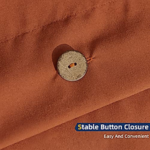 Argstar 3 Pieces Button Closure Duvet Cover Set Queen, Burnt Orange Duvet Cover with Buttons, 100% Microfiber Soft & Easy Care Bedding Comforter Cover with Ties (1 Rust Duvet Cover, 2 Pillowcases)