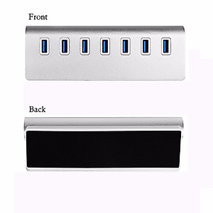 High Speed USB 2.0 Hub Premium 7-Port Portable Aluminum Hub with 60cm USB 2.0 Cable for iMac, MacBooks, PCs and Laptops