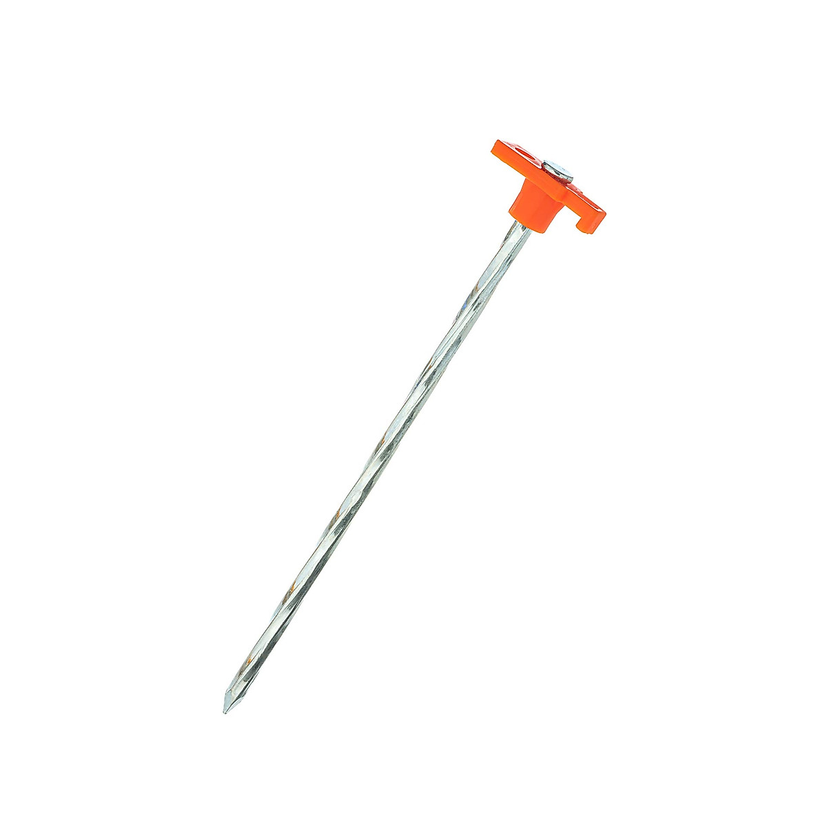 SE 10” Metal Twisted Tent Pegs with Orange Plastic Stoppers (10-Pack) - 909NRC-T10