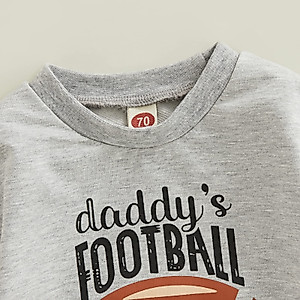 YOKJZJD Newborn Infant Baby Boy Girl Football with Daddy Romper Sweatshirt Long Sleeve T-Shirt Bodysuit Fall Winter Outfits (Gray, 0-6 Months)