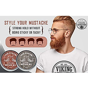 Viking Revolution Mustache Wax 2 Pack - Beard & Moustache Wax for Men - Strong Hold Helps Train Tame & Style (Citrus & Sandalwood, 2 pack)