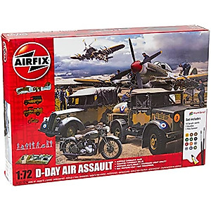 Airfix D-Day Air Assault 1:72 WWII Military Diorama Plastic Model Gift Set A50157A, Multi
