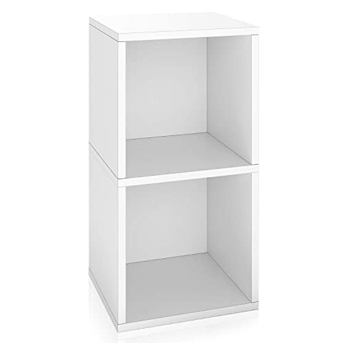 Way Basics WB-CUBE-P-BK Eco Stackable Storage Cube Plus & Cubby Organizer, White Wood Grain