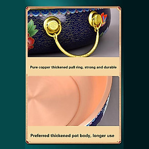 Chafing Dishes Old Beijing Pure Copper Pot, Induction Cooker Copper Hot Pot, Gas Special Pot, Household Flat Pot Hot Pot (Color : Yellow, Size : 30cm)