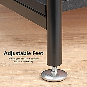 MOOACE Tall Side Table, 3 Tier End Table, Side Table with Storage Shelf for Bedroom Living Room, Small Nightstand for Small Spaces, Black