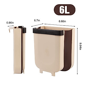 LINKINTEREST Hanging Trash Can,Silicone Folding Waste Bins Kitchen Foldable Trash Can Collapsible Small Garbage Can Compact Portable Waste Bin for Home Kitchen Room Cabinet Door Drawer - 6L