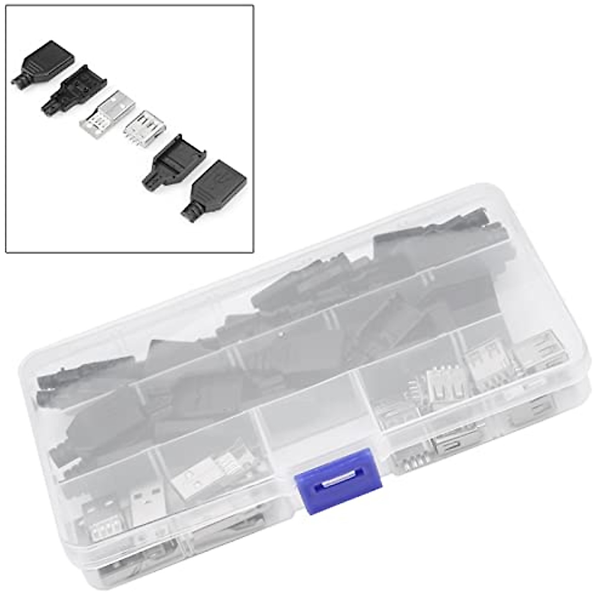 Boxwizard 20pcs/set Type A 2.0 USB Port 4 Pin Socket Adapter with Black Plastic Housing