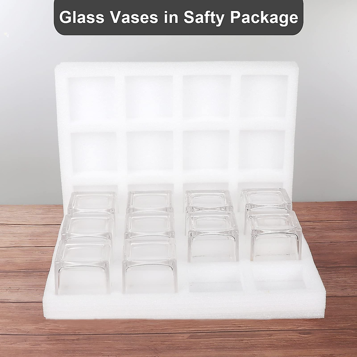 12 Pack Clear Square Glass Vases, Planter Terrarium Flowers Vase Candle Holder for Home,Garden, Wedding Centerpiece Decrations and Formal Dinners (Width 3", Height 3")