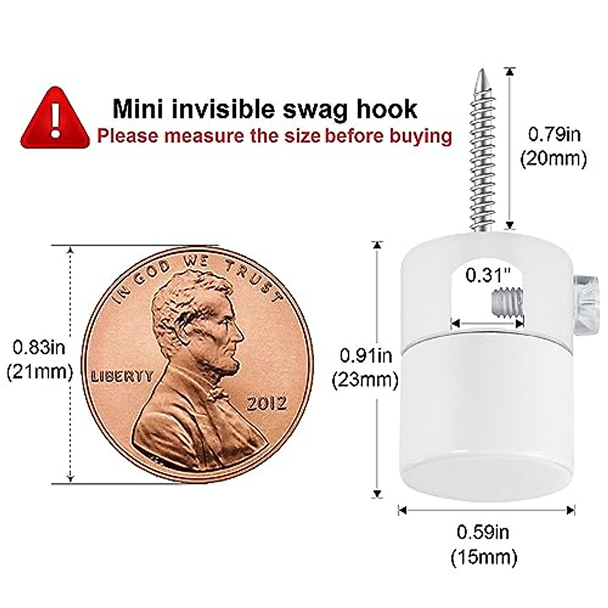 Adcssynd 6 Pack Upgrade Version Ceiling Hooks for Hanging Lights, White Ceiling Hook Super Load, Swag Hooks for Ceiling Hanging, Modern Swag Hook for Hanging Lighting Fixture- Easy to Use