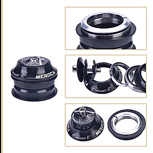 Bike Headset Set 44mm Aluminium Alloy Bearing Headset Mountain Bike Road Head Tube Accessories(Black)