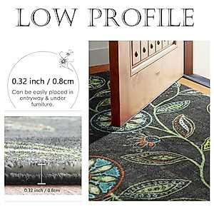 PAGISOFE Indoor Front Door Mat Boho Kitchen Sink Mat, 2x3 Machine Washable Rug, Floral Non-Slip Throw Rug with Rubber Backing, Soft Small Area Rugs for Entryway Bedside Bathroom Entry, Green/Multi