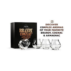 Small 8 oz Brandy, Cognac and Armagnac Tasting Glasses | Set of 4 | Professional Balloon Shaped Snifters for Nosing and Sipping Neat Liquor and Spirits | Crystal Stemless Gift Sniffers