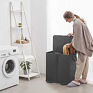 Lifewit 136L Double Laundry Hamper, Bundle with 105L Double Laundry Hamper with Lid and Removable Laundry Bags, Black