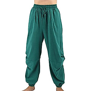 Deals Pants for Men Summer Baggy Pants for Men 2023 Casual Loose Solid Elastic Waist Cotton Linen Pants Crotch Trousers Harem Pants Work Green 2X