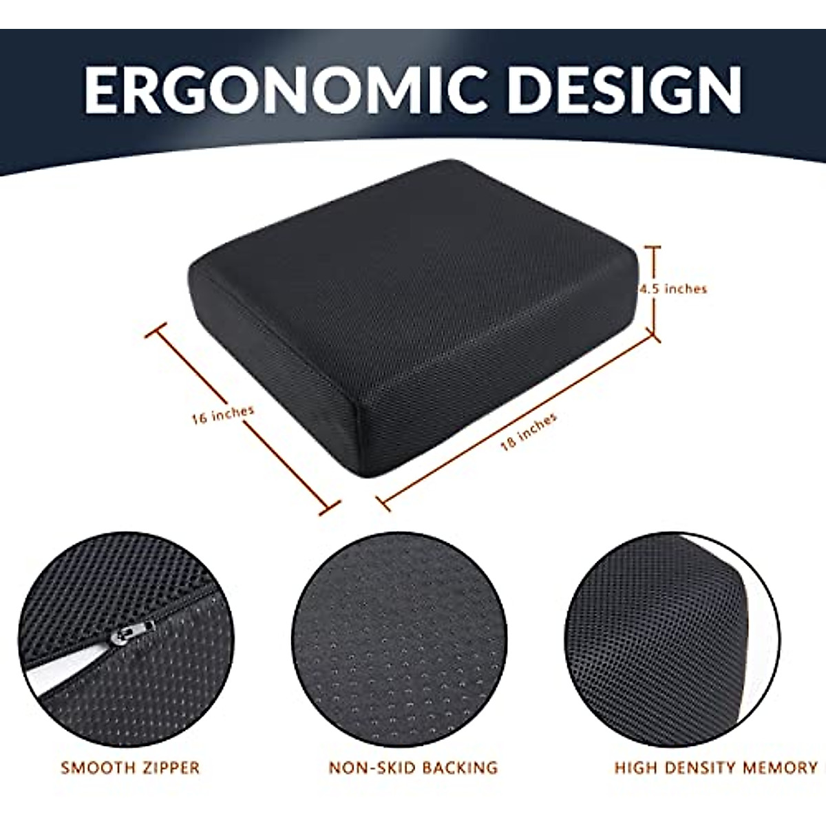 Bulete 4.5" Extra Thick Memory Foam Seat Cushion,Three-Layer Memory Foam,Pain Relief Coccyx Cushion for Wheelchair Office Chair
