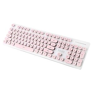 Wireless Keyboard Mouse Set, Mechanical Feel Comfortable Typing Wireless Gaming Keyboard Mouse Combo 104 Keys with No Delay for PC Laptop Tablet Desktop 2.4GHz(粉色)