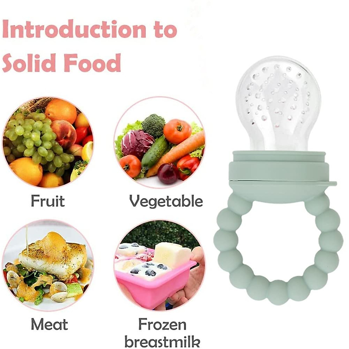 Baby Fruit Food Feeder Pacifier Teether for Babies 4 M+,Milk Frozen Set,2in1 Teether Toy Made of Soft Silicone,Feeder for Infant Safely Self Feeding,BPA-Free