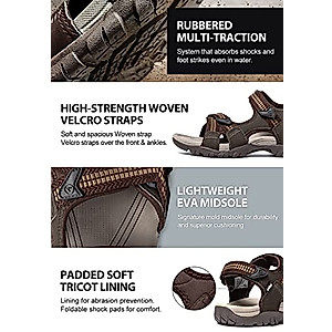 atika Men's Open Toe Arch Support Strap Water Sandals, Outdoor Hiking Sandals, Lightweight Athletic Trail Sport Sandals, Havana 2 Brown Tan, 7