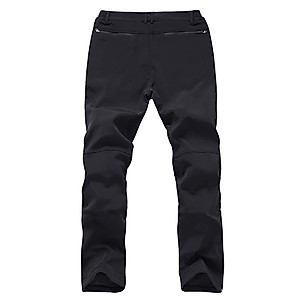 Gash Hao Mens Snow Ski Waterproof Softshell Snowboard Pants Outdoor Hiking Fleece Lined Zipper Bottom Leg (180Black, 32W x 32L)