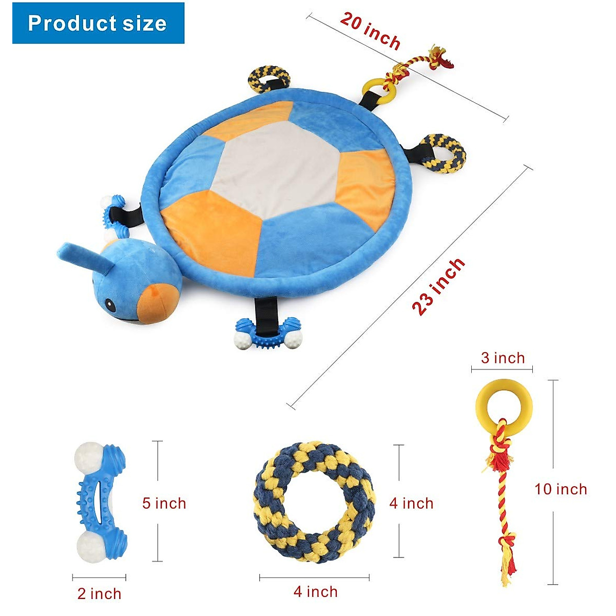 Idepet Dog Play Mat,Puppy Toy Mat with Chew Toys Multiple Dog Puzzle Interactive Toy Pet Playing Mat for Small Medium Dogs Cats,All-in-One (Turtle)