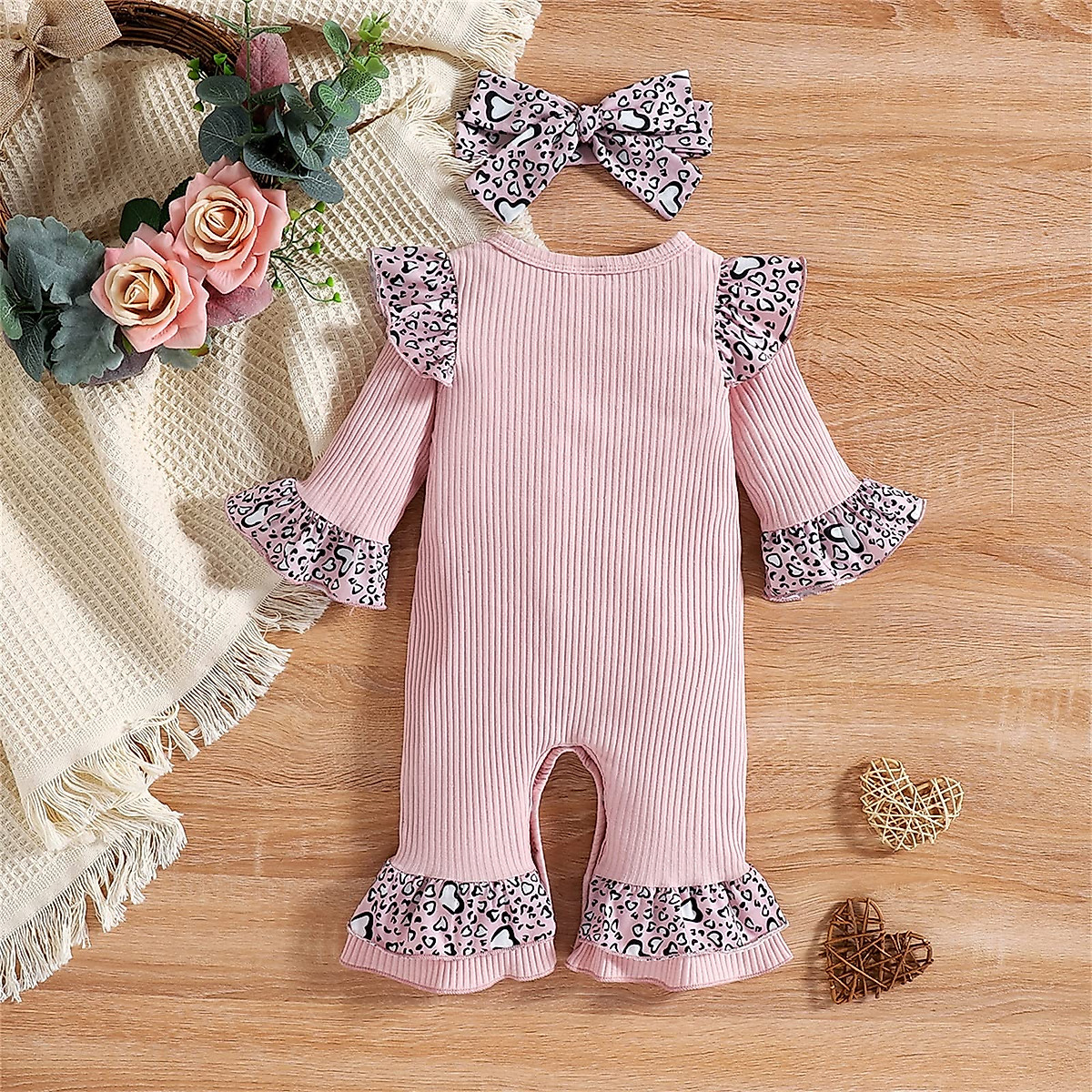 Tiacham Baby Girl Clothes Newborn Romper Aint No Daddy Like The One I Got Outfit Leopard Jumpsuit Headband (Pink, 0-3 Months)