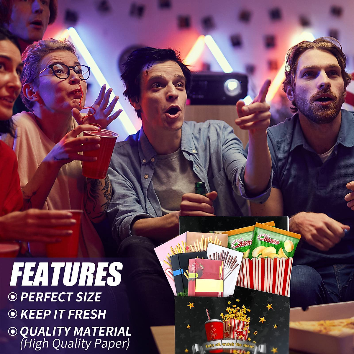 20 Pcs Movie Night Drink Carrier with Handles Movie Night Gift Carrier Candy Snacks Box Carrier with Handles Drink Carrier Movie Theater Snack Boxes for Food Delivery Movie Party