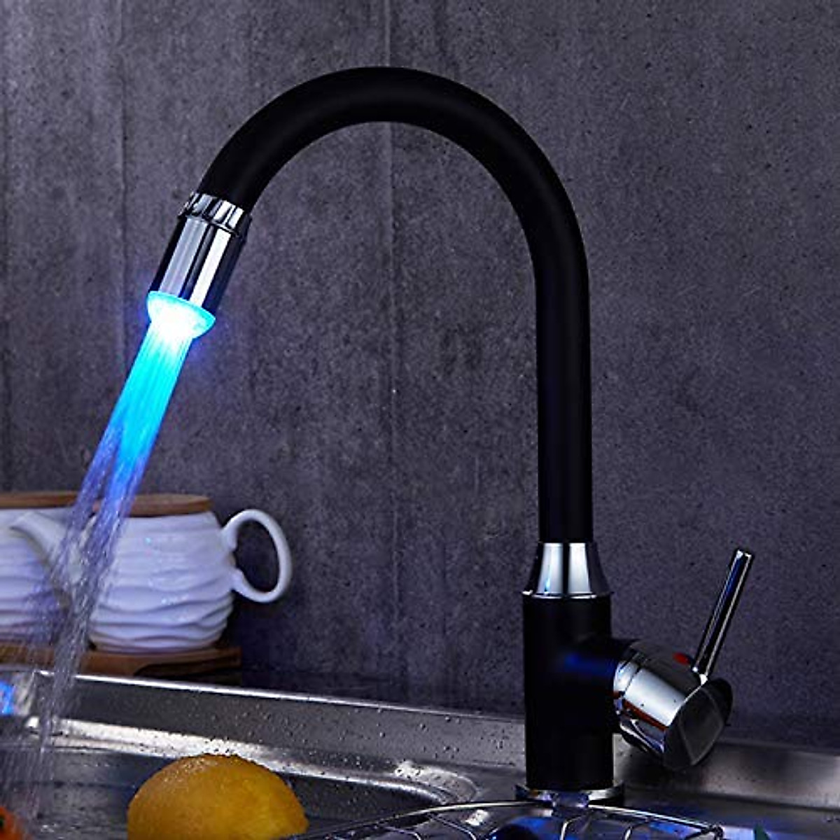 3 Color LED Light ChangingTemperature Sensor, Shower Stream Water Faucet Tap, for Kitchen Bathroom (23.5mm/0.925in)