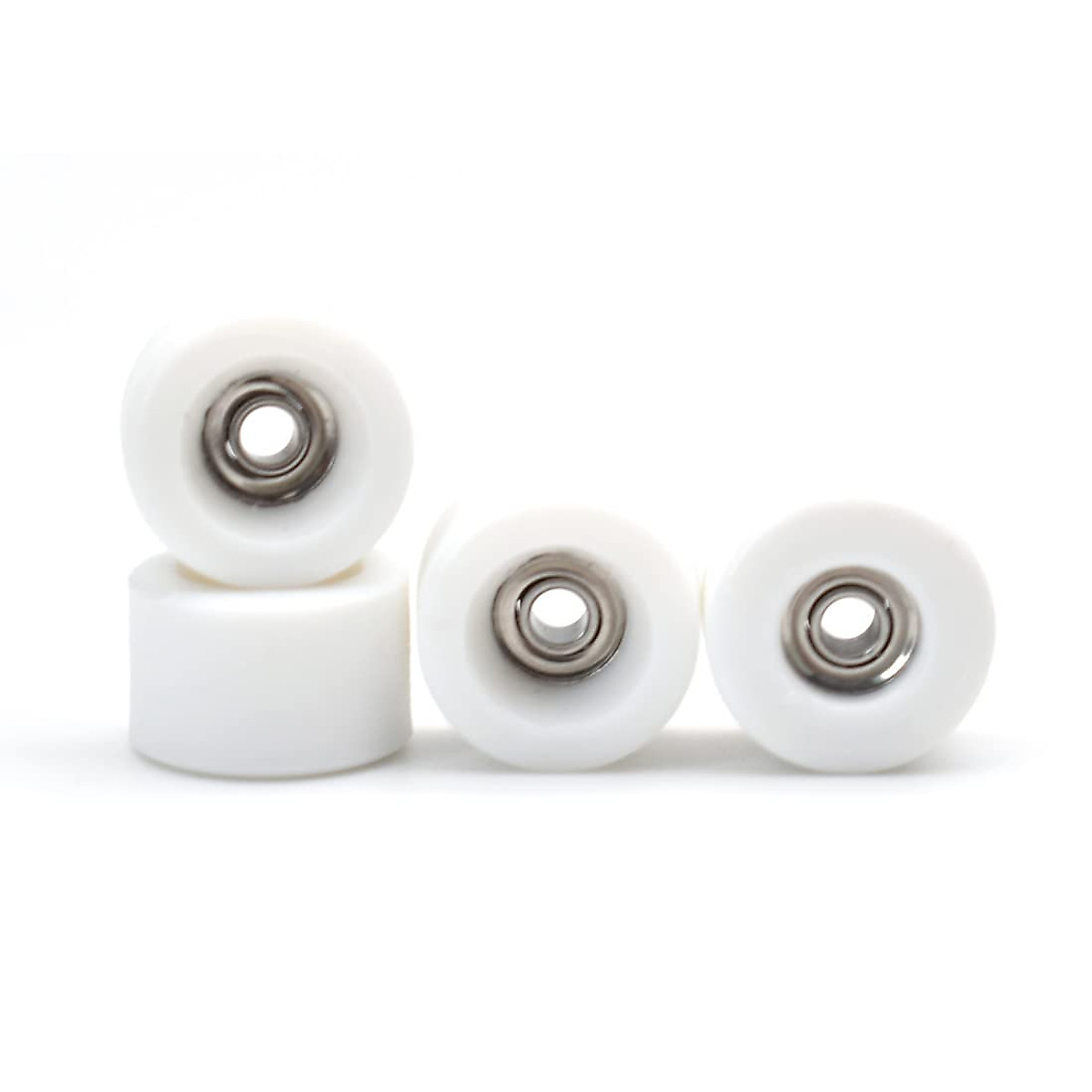 SAIKOOWA 4pcs Apex 68D Urethane Fingerboard Wheels,7.5mm Diameter -ABEC-9 Ultra Spin Chrome Steel Bearings with 1pcs Fingerboard Tool (White)